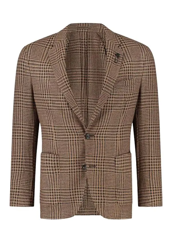 LARDINI Brooch-detail Single-breasted Blazer - Brown