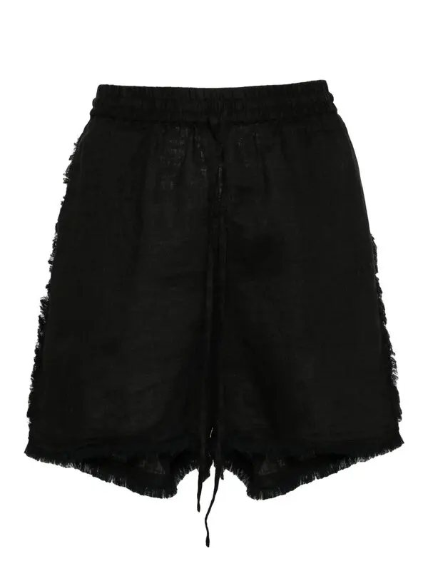 P.a.r.o.s.h Logo-embroidered Frayed Shorts - Black