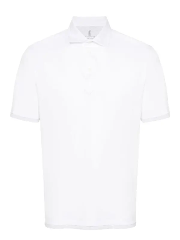 Brunello Cucinelli Contrasting-trim Cotton Polo Shirt - White