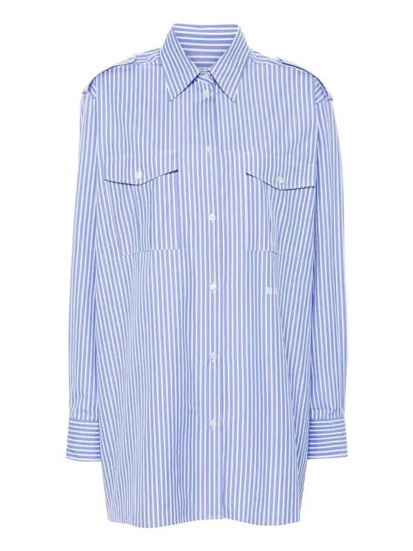 MSGM Logo-embroidered Striped Shirt - Blue