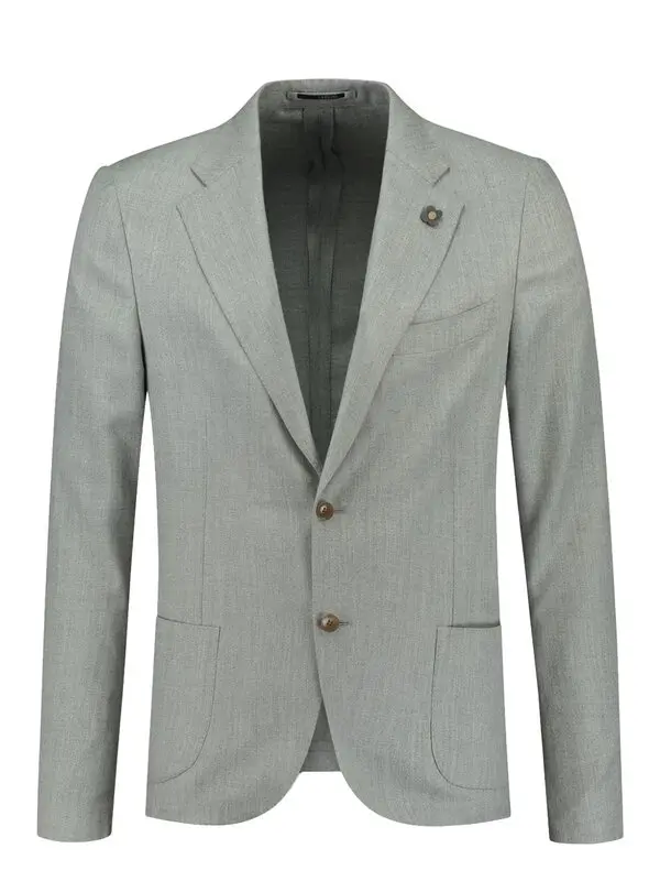LARDINI Brooch-detail Single-breasted Blazer - Grey