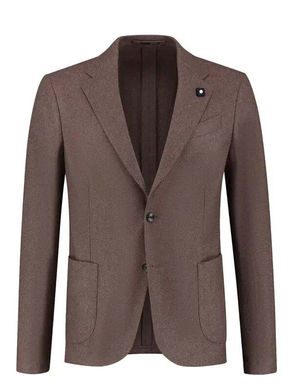 LARDINI Brooch-detail Single-breasted Blazer - Brown