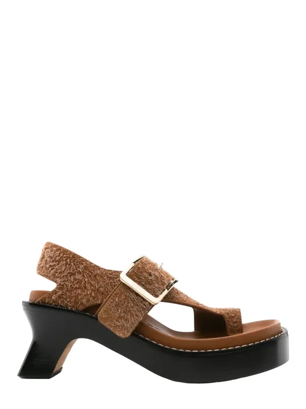 Loewe 70mm Ease Brushed-suede Sandals - Brown