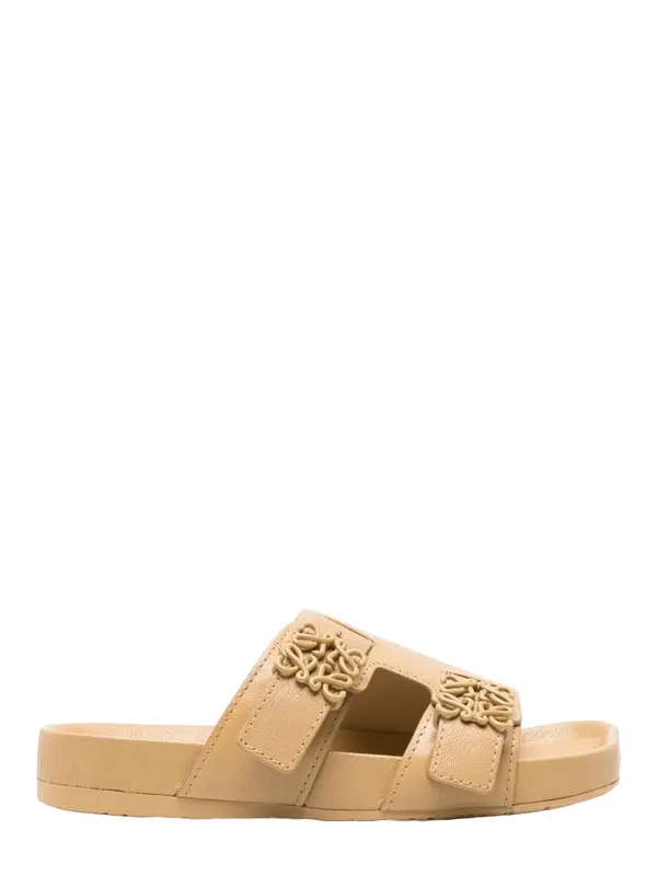 Loewe Ease Anagram-buckle Strap Slides - Neutrals
