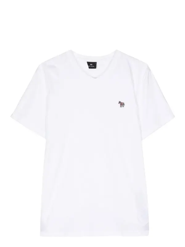 Paul Smith Zebra-patch Organic-cotton T-shirt - White