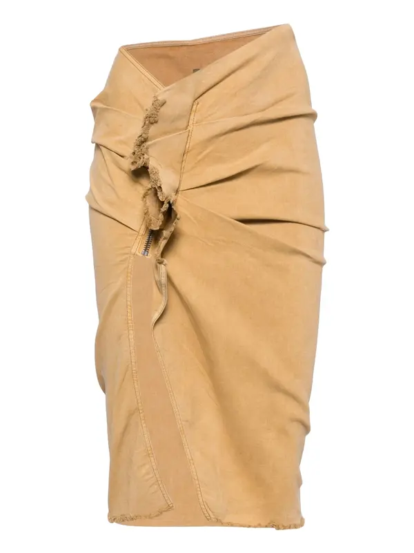 Rick Owens Edfu Front-slit Denim Skirt - Brown
