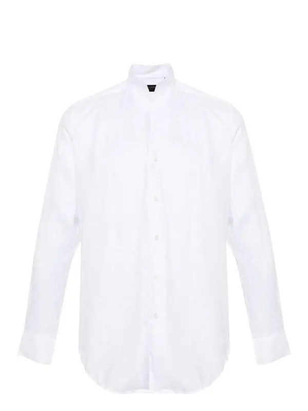 DELL'OGLIO Band-collar Linen Shirt - White