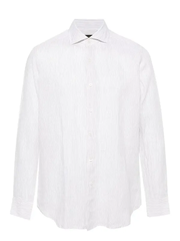 DELL'OGLIO Striped Linen Shirt - Neutrals