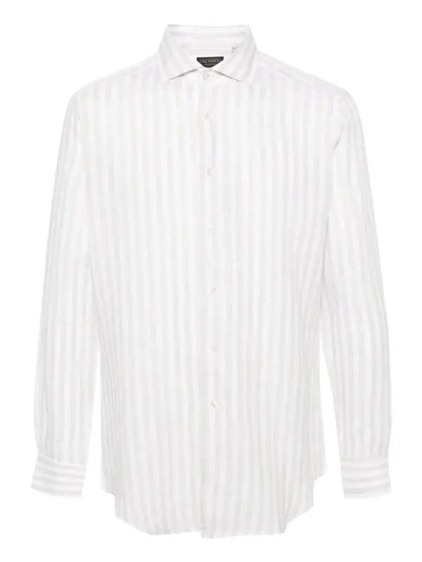 DELL'OGLIO Striped Linen Shirt - Neutrals