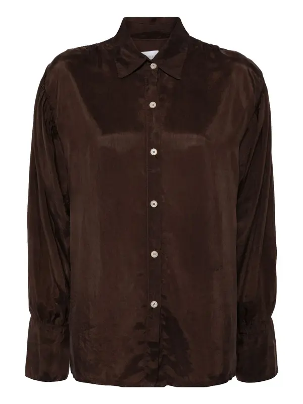 ALOHAS Heart Long-sleeve Blouse - Brown