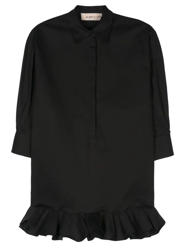 BLANCA VITA Ruffle-detail Dress - Black