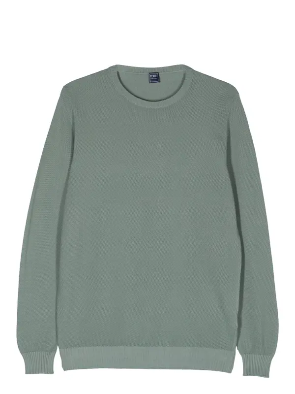 Fedeli Honeycomb Knit Cotton Jumper - Green