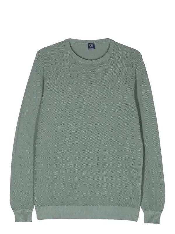 Fedeli Honeycomb Knit Cotton Jumper - Green