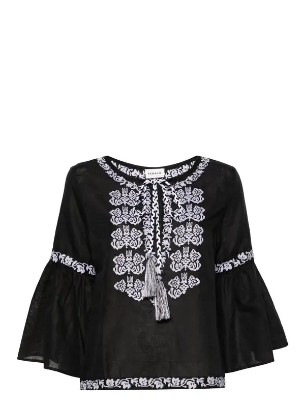 P.a.r.o.s.h Ciclone Floral-embroidered Blouse - Black