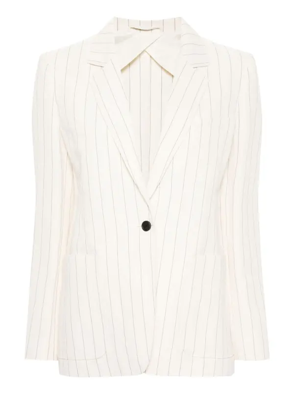 Max Mara Single-breasted Pinstriped Blazer - Neutrals