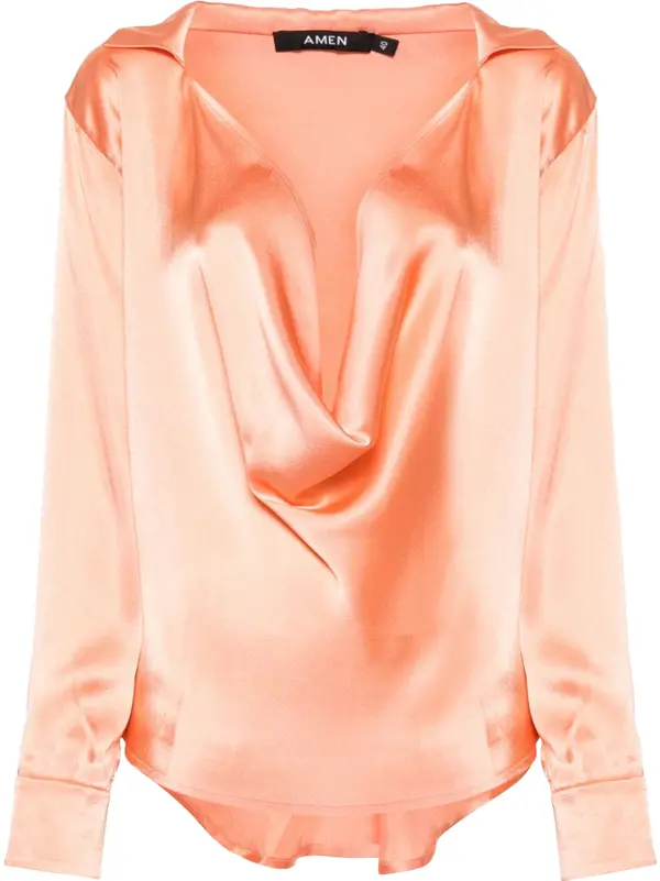 Amen Anna Satin Blouse - Orange