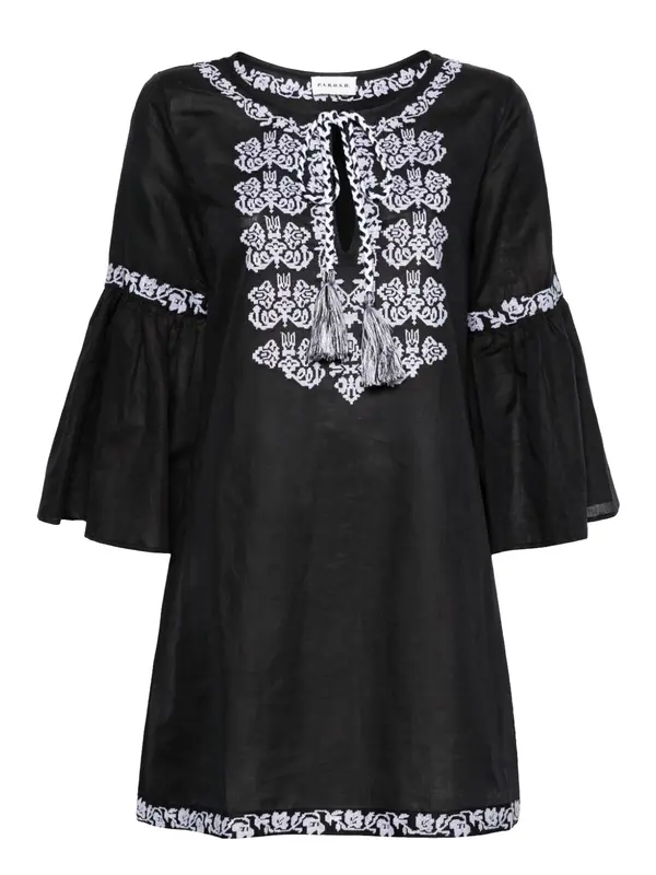 P.a.r.o.s.h Ciclone Floral-embroidered Minidress - Black
