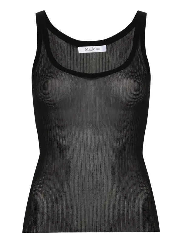 Max Mara Semi-sheer Fine-ribbed Top - Black