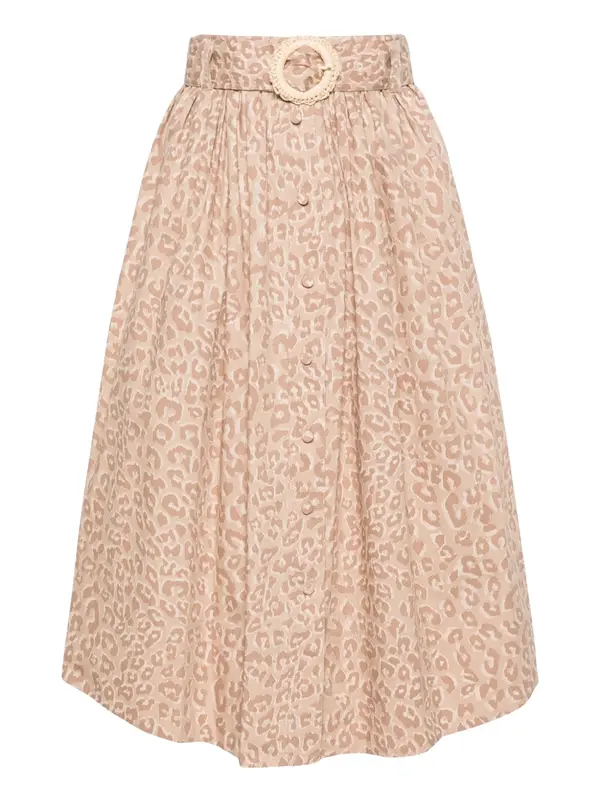 TWINSET Animal-print Cotton Midi Skirt - Neutrals