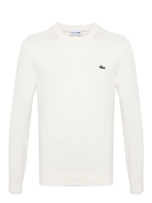 Lacoste Logo-patch Ribbed-knit Jumper - Neutrals