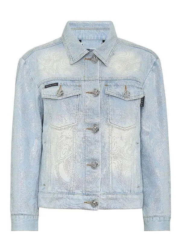 Philipp Plein Teddy Bear-appliqué Denim Jacket - Blue