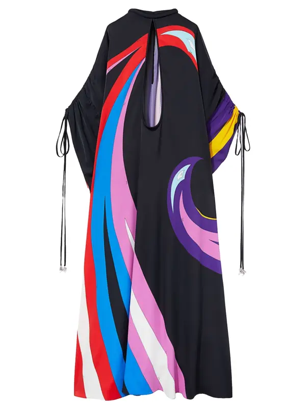 Emilio Pucci Cigni-print Cape Gown - Black