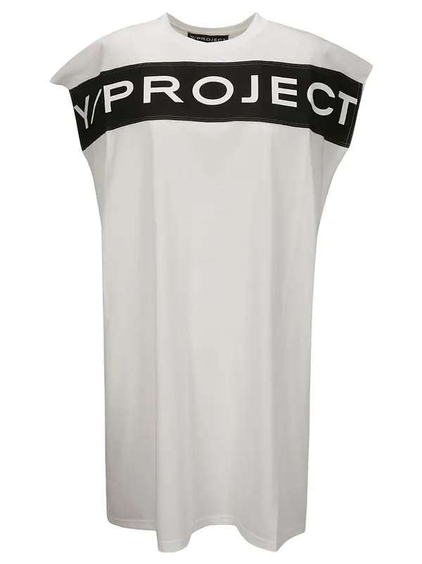 Y/project Logo-print Cotton Mini Dress - White