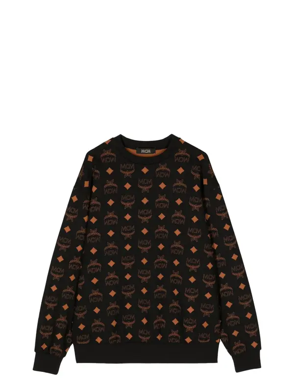 Mcm Monogram-print Cotton Sweatshirt - Black