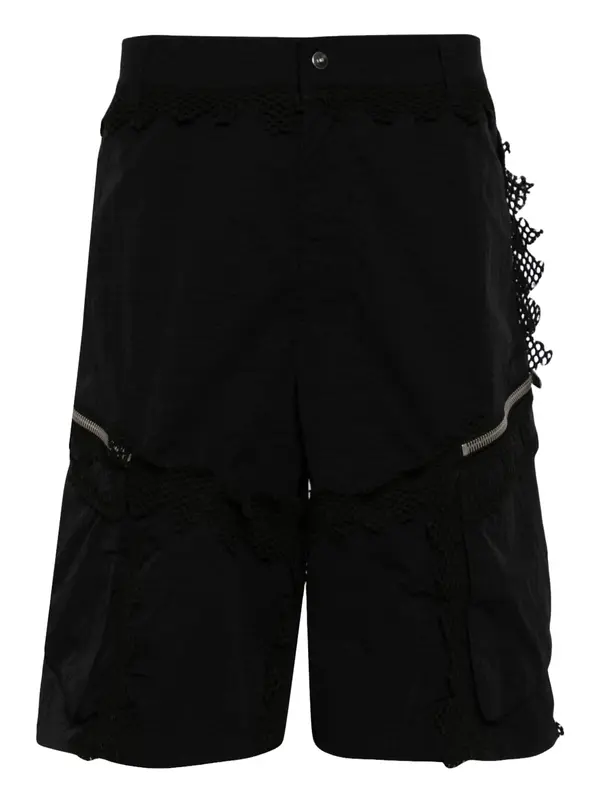 HELIOT EMIL Spherical Netting-detail Cargo Shorts - Black