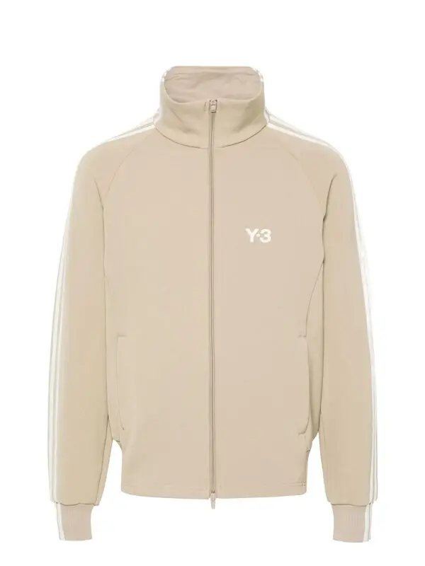 Y3 3-stripes Logo Zip-up Sweatshirt - Neutrals