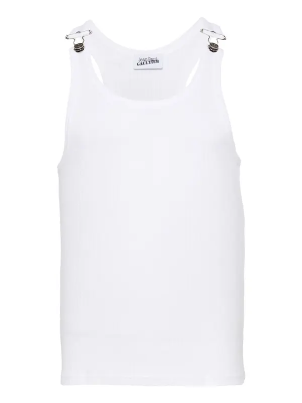 JEAN PAUL GAULTIER Ribbed-knit Tank Top - White