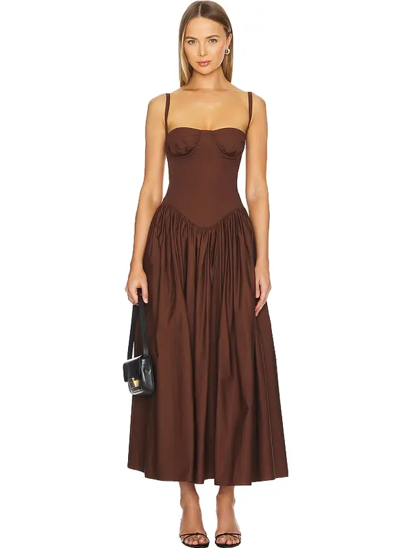 Tularosa Emma Midi Dress - Chocolate Brown