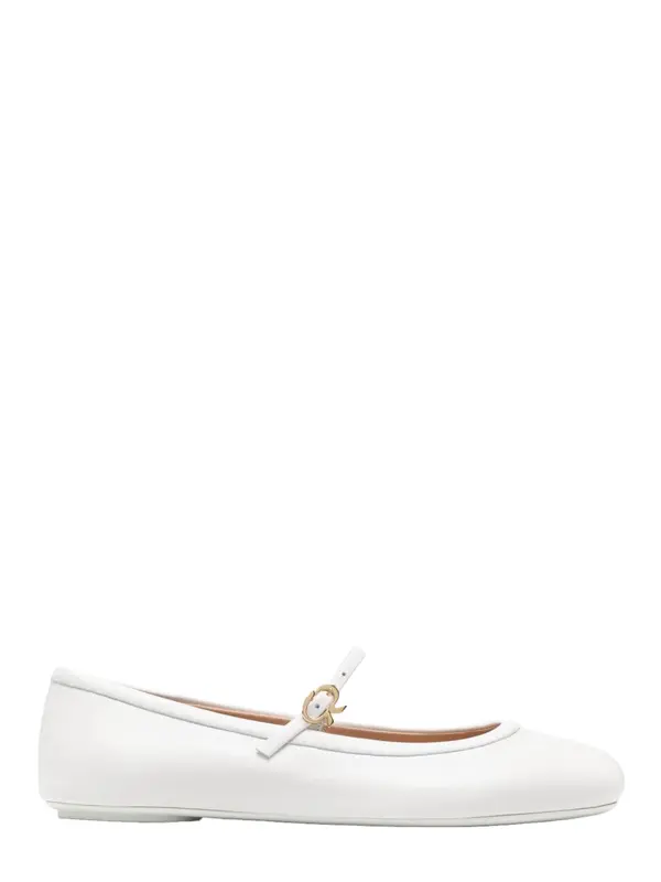 GIANVITO ROSSI Round-toe Leather Ballerinas - White