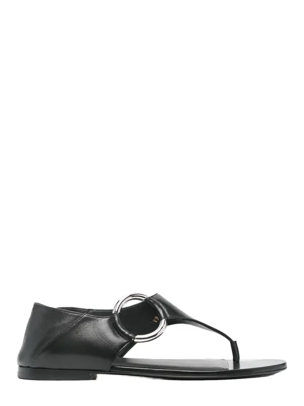 Saint Laurent Ring Flat Sandals - Black