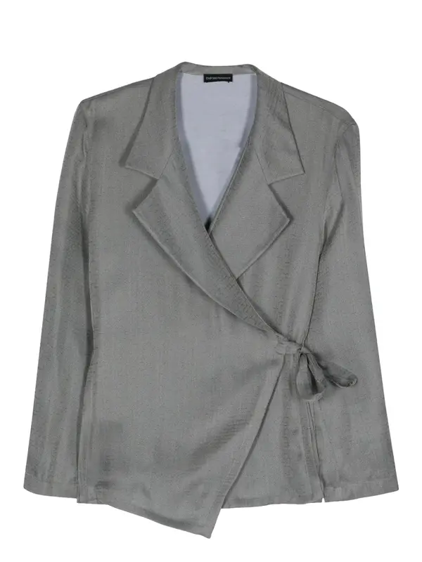 Emporio Armani Patterned Jacquard Wrap Blazer - Grey
