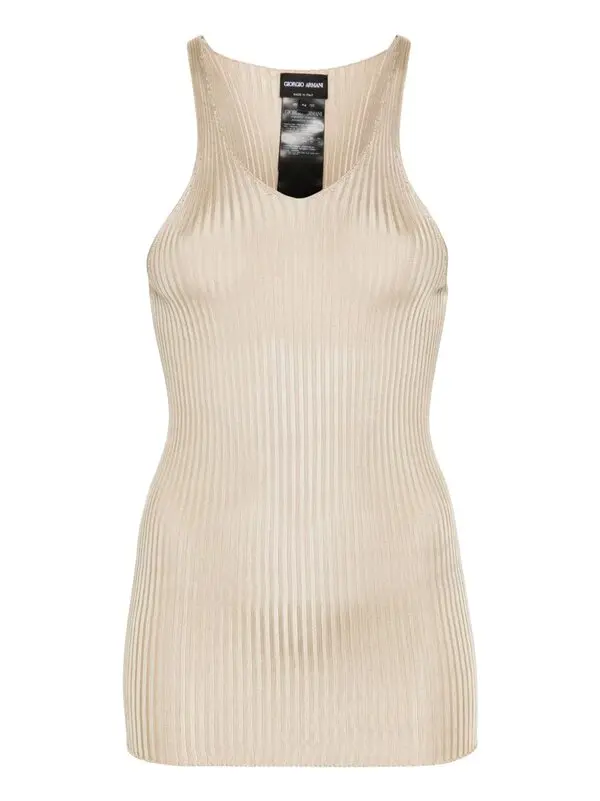 Giorgio Armani Ribbed Silk Tank Top - Neutrals