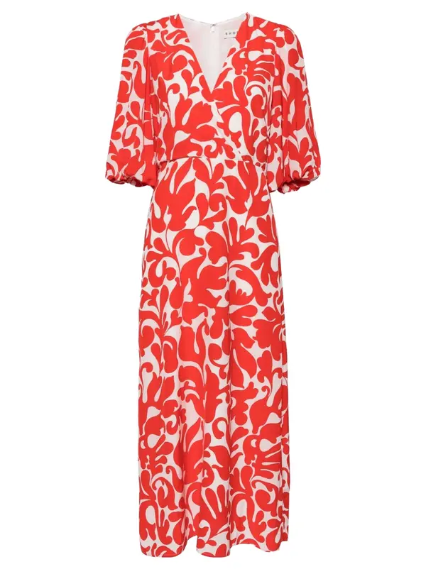 Rhode Ina Printed Midi Dress - White