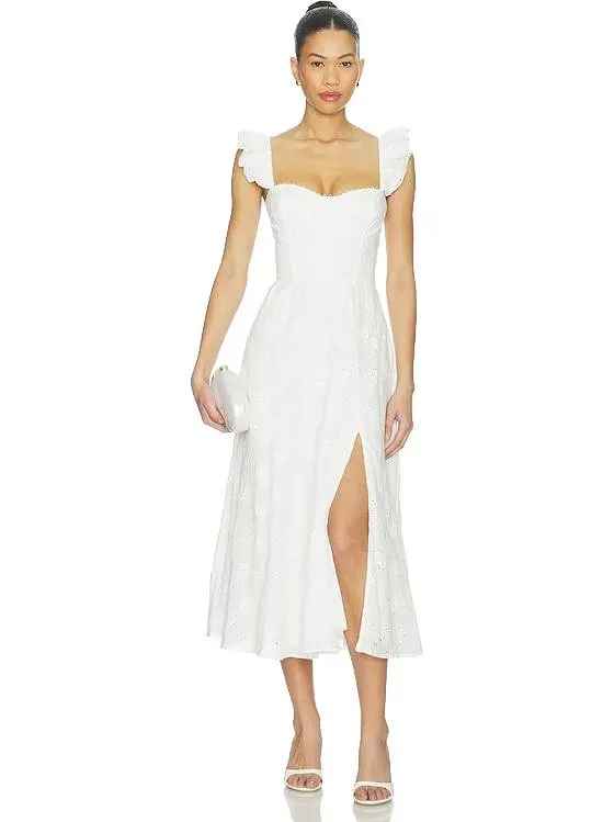 Astr The Label Wedelia Eyelet Poplin Dress - White