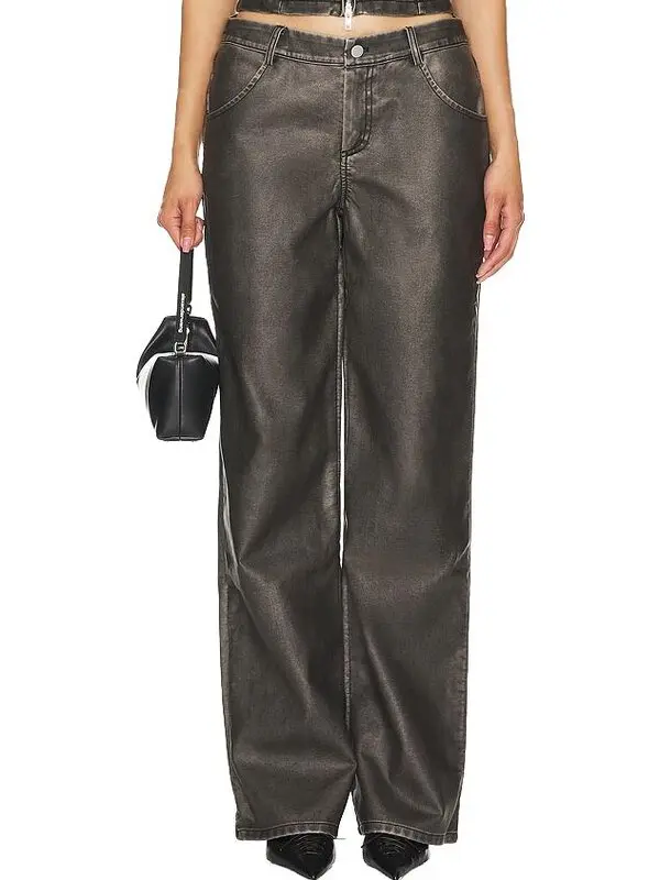 Superdown Rachel Faux Leather Pant - Distressed Black