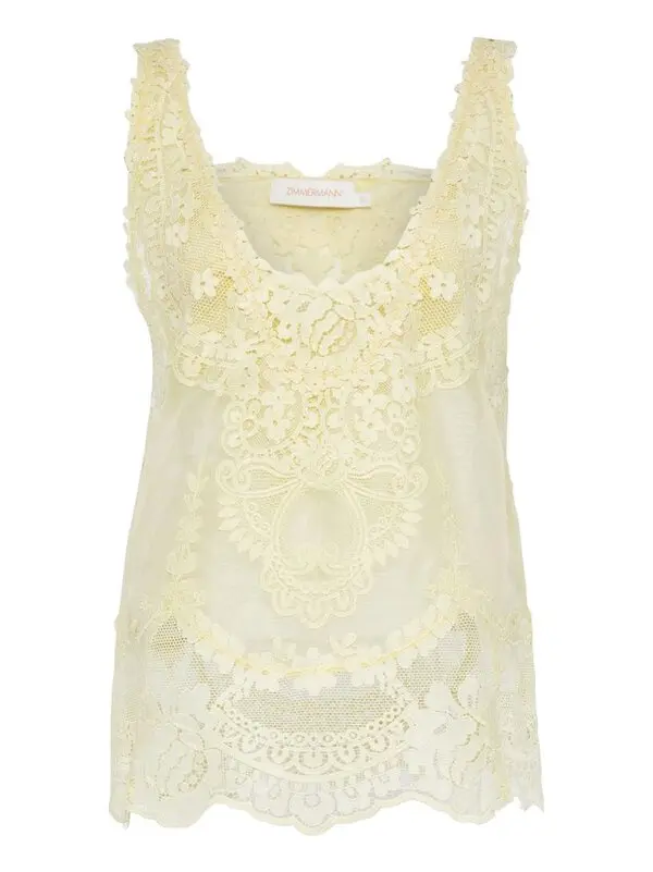 Zimmermann Natura Floral-lace Tank Top - Yellow