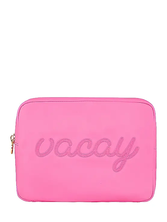 Stoney Clover Lane Vacay Embroidered Large Pouch - Bubblegum