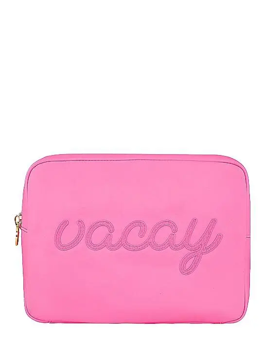 Stoney Clover Lane Vacay Embroidered Large Pouch - Bubblegum