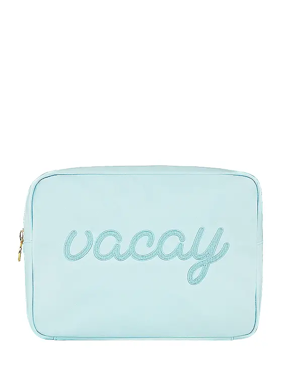 Stoney Clover Lane Vacay Embroidered Large Pouch - Sky
