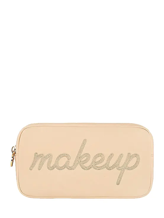 Stoney Clover Lane Makeup Embroidered Small Pouch - Sand