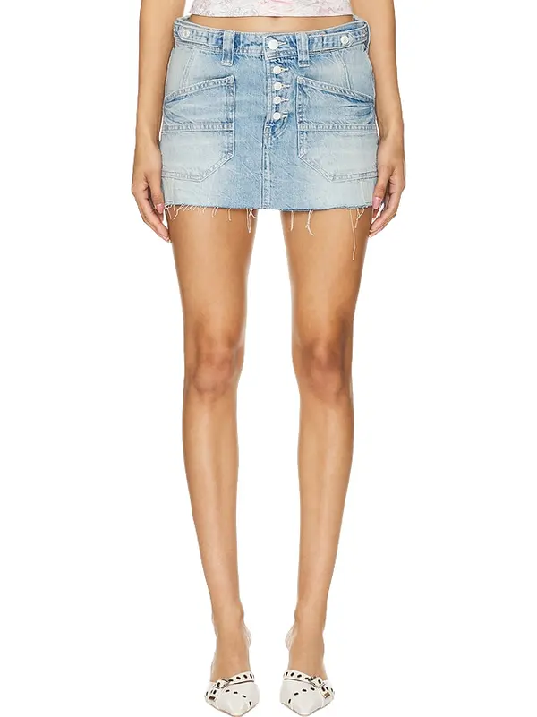 Free People We The Free Izzie Denim Mini Skirt - Cloud Dancer