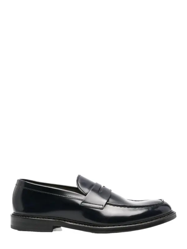 DOUCAL'S Apron-stitching Leather Loafers - Blue