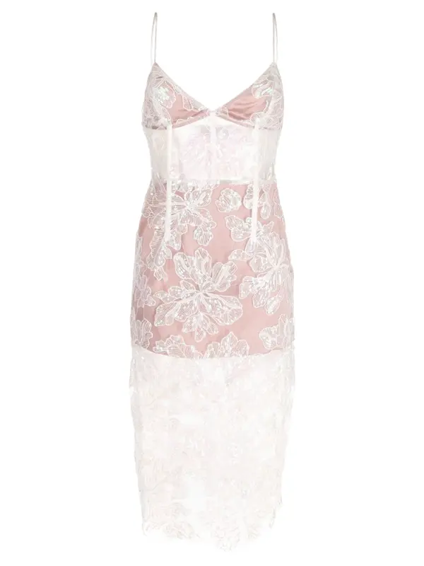 Fleur Du Mal Floral-embroidered Sequined Midi Dress - White