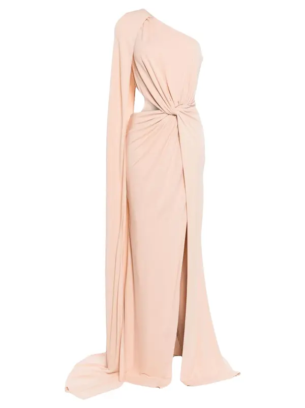 Elie Saab One-shoulder Jersey Gown - Brown