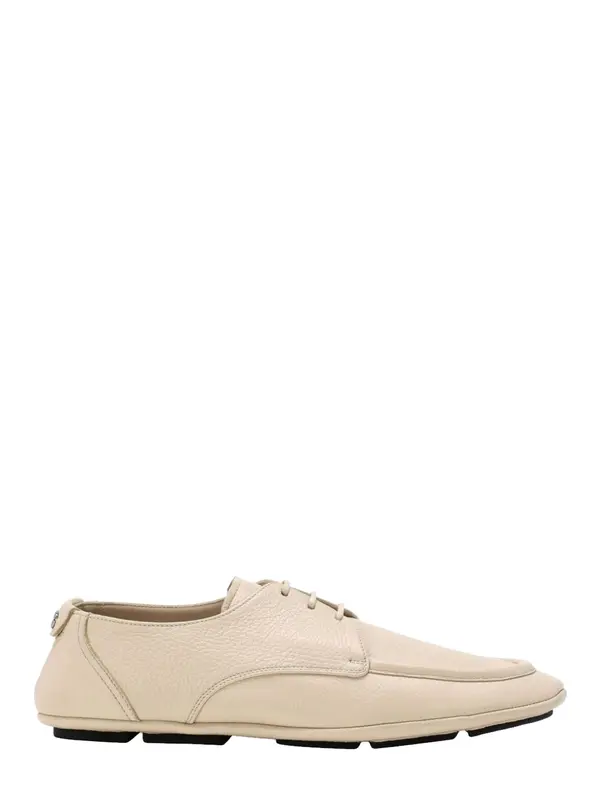 Dolce & Gabbana Logo-lettering Deerskin Derby Shoes - Neutrals