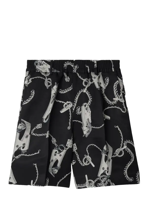 Burberry Chain-link Print Straight-leg Shorts - Silver
